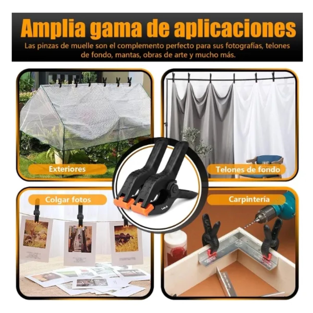 10 Abrazadera De Resorte Para Fotografía Fond, Carpintería