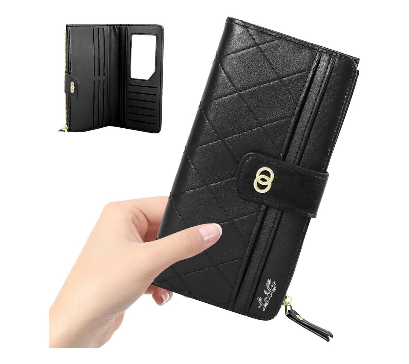 Cartera Larga De Cuero Para Mujer