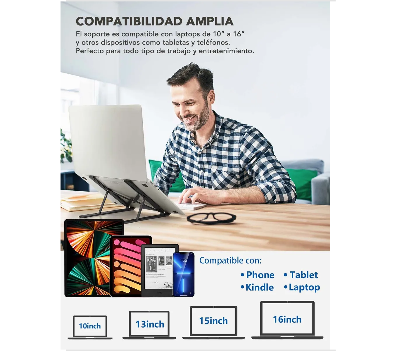 Soporte Ajustable Para Laptop, Base De Laptop Portátil negro