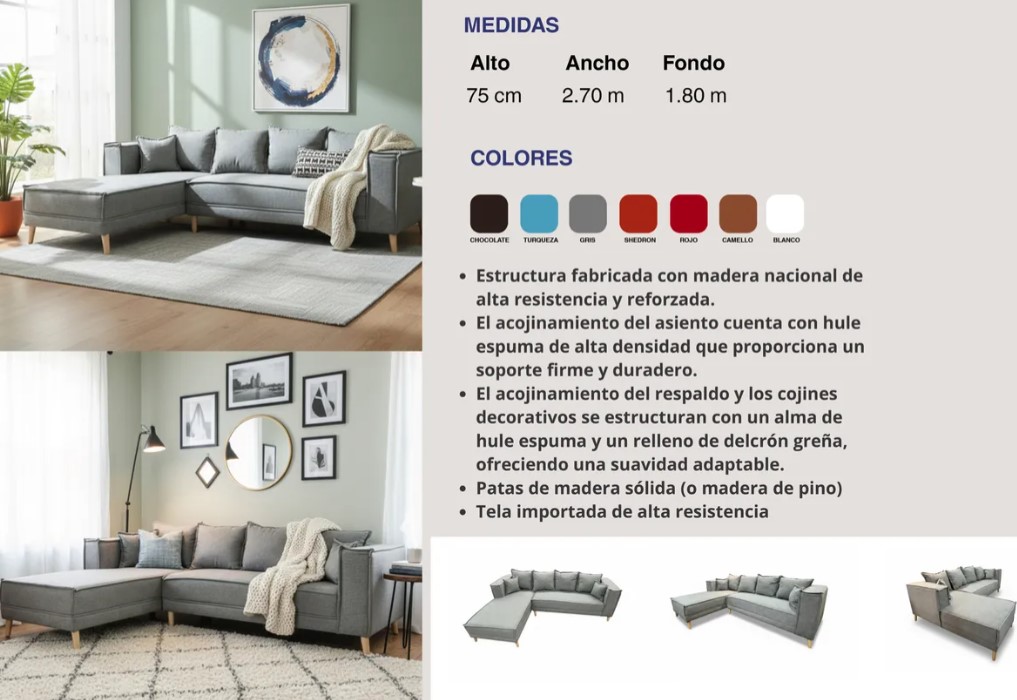 Sala Esquinera Moderna Modular blanco con dorado elegante Cómoda ...