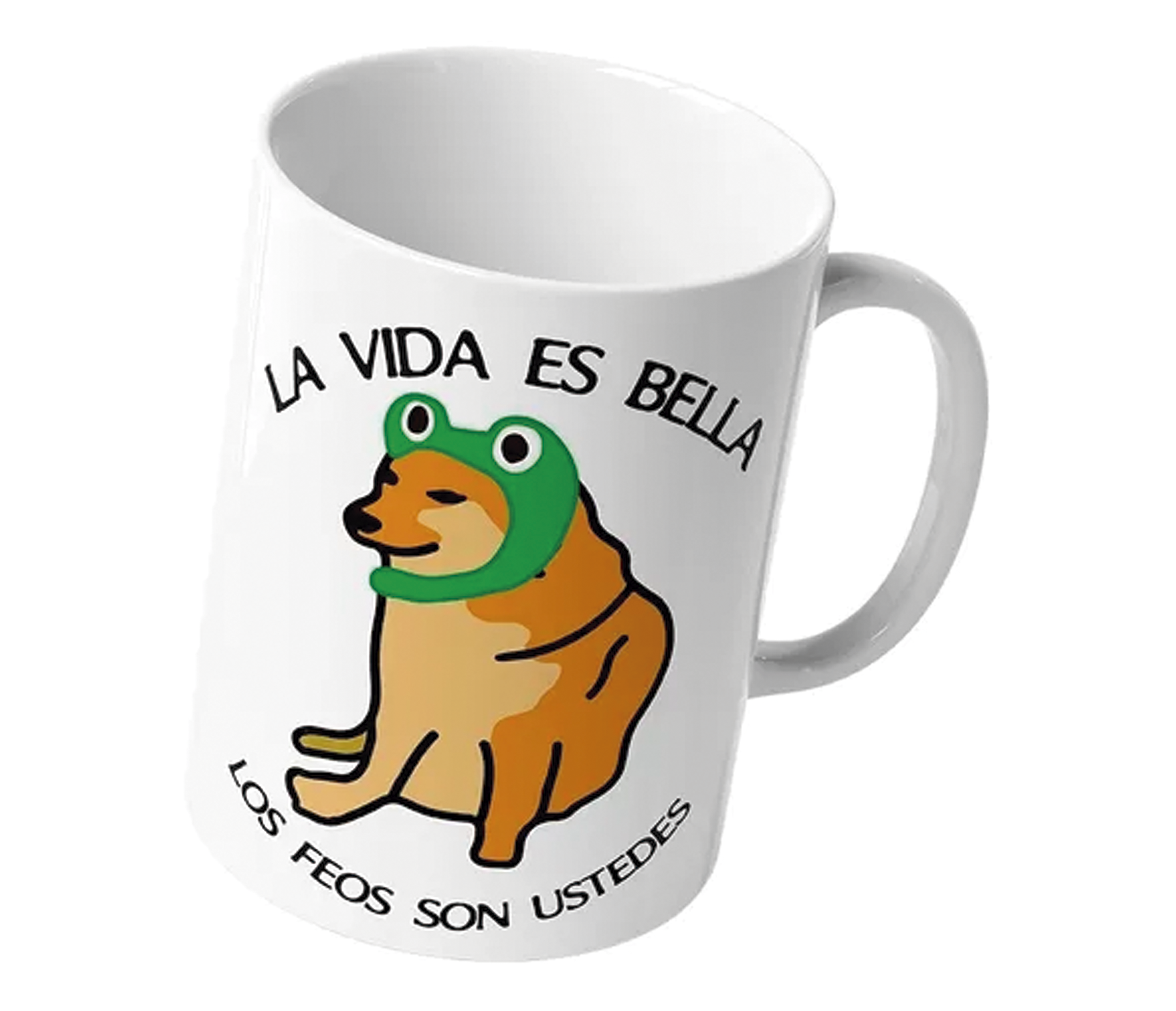 Taza Cheems Meme Rana La Vida Es Bella | Cerámica | Para Café Té | Perrito