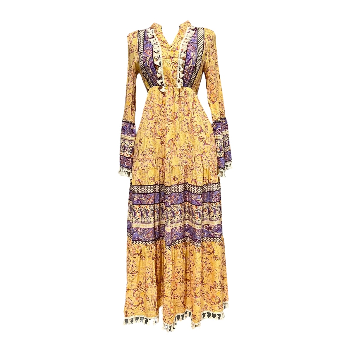 Vestido Largo Estampado Amarillo Estampado Multicolor MUSSI