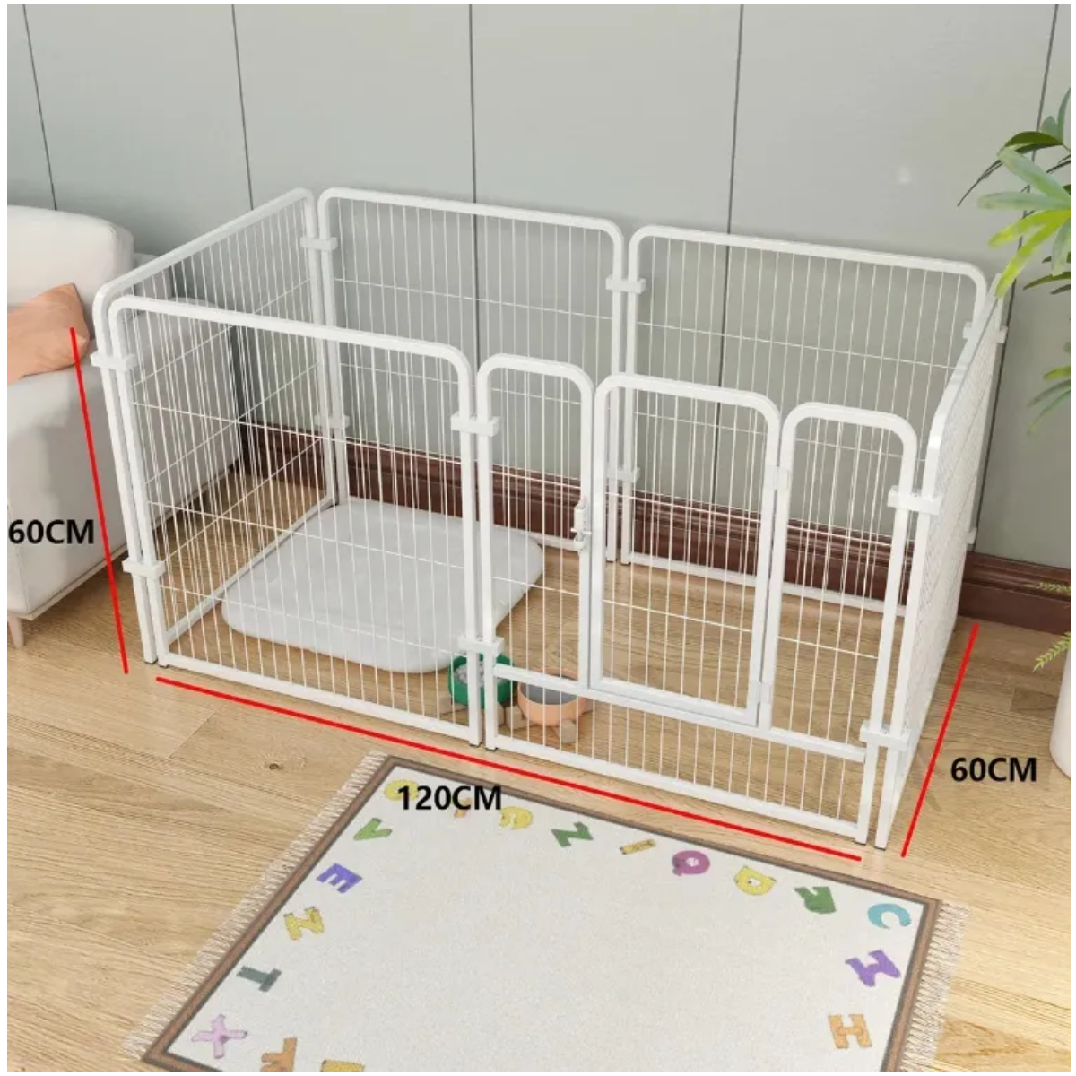 Corral para Perros Plegable Mascotas120x60cm Color Blanco