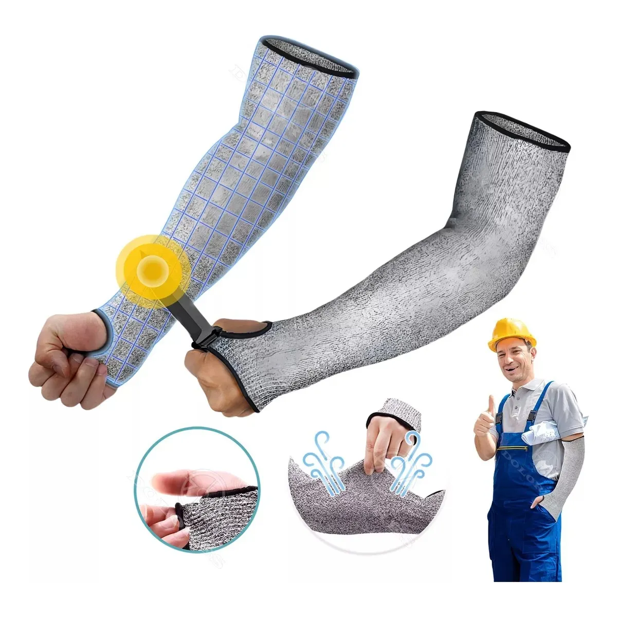 2 Manga Anticorte Nivel 5 Protección Brazos Seguri Gris