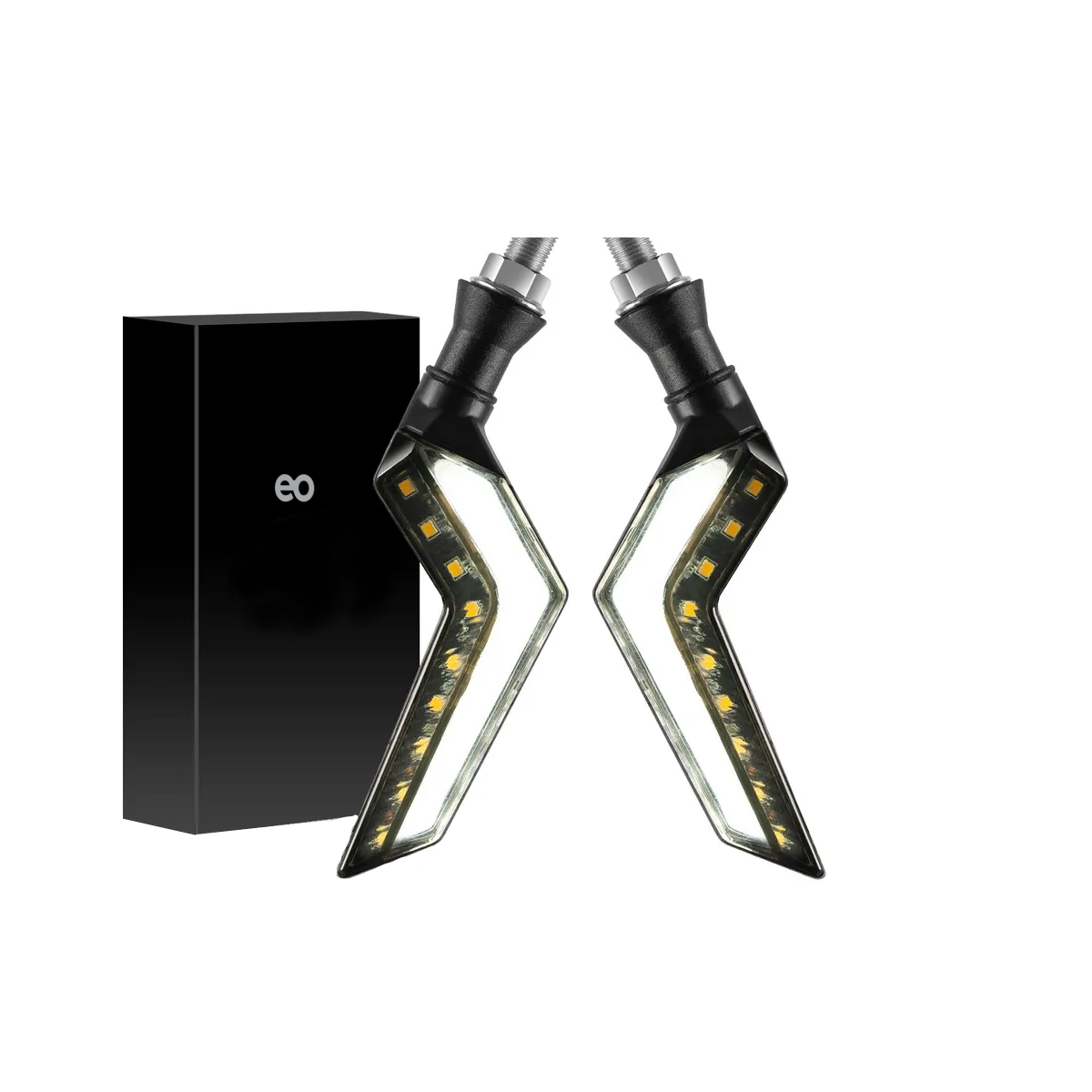 Par Direccionales Led Moto Luces Señal Giro Secuencial Blanco Amarillo