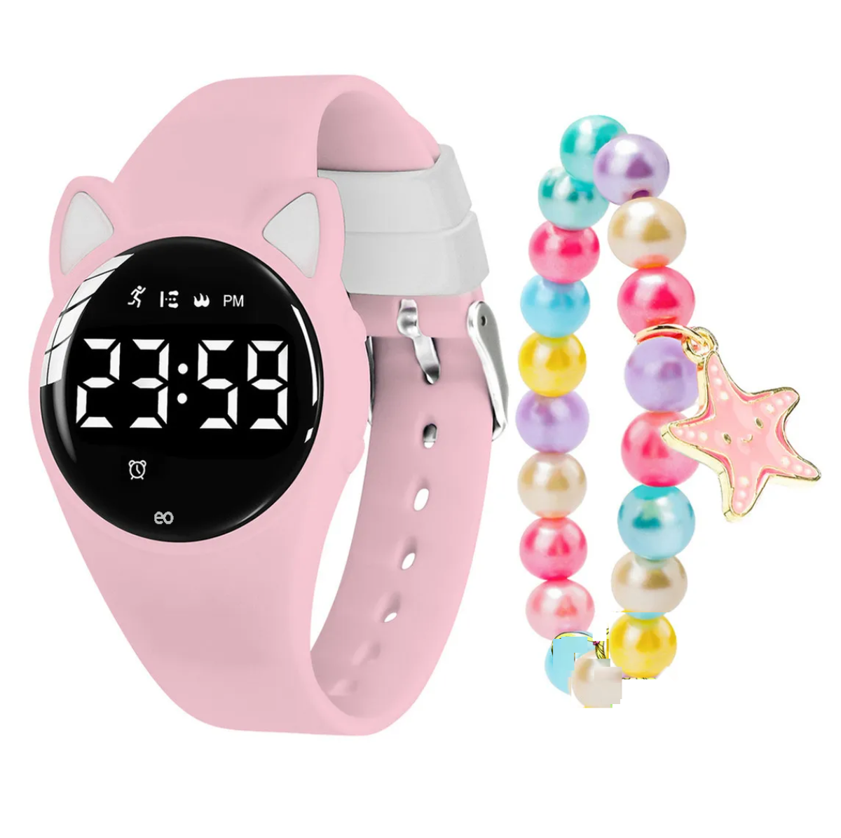 Reloj Digital Recargable Deportivo Multifunción Rosa Chicle