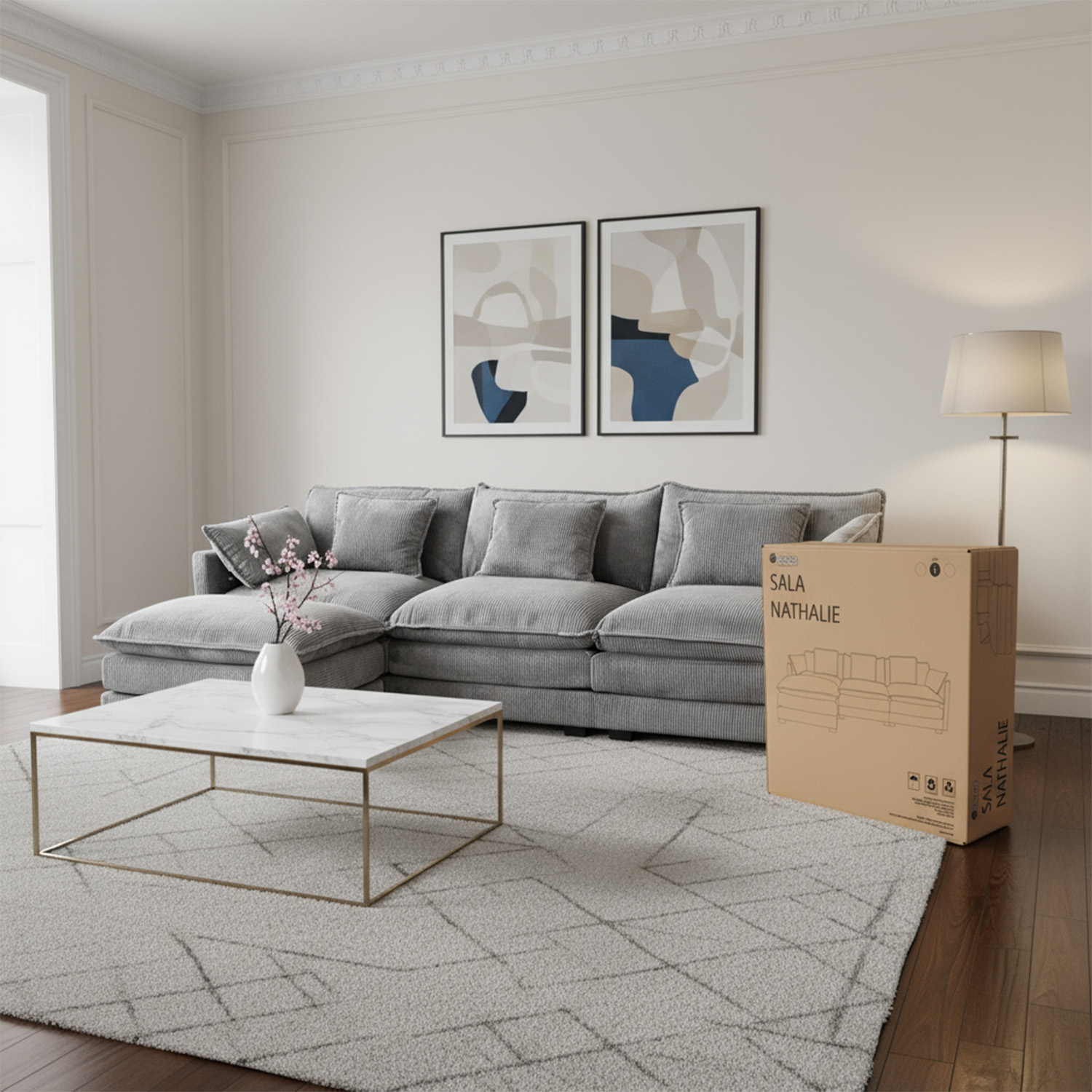 Sala Seccional Modular en Forma de L con Asientos Acolchonados para ...