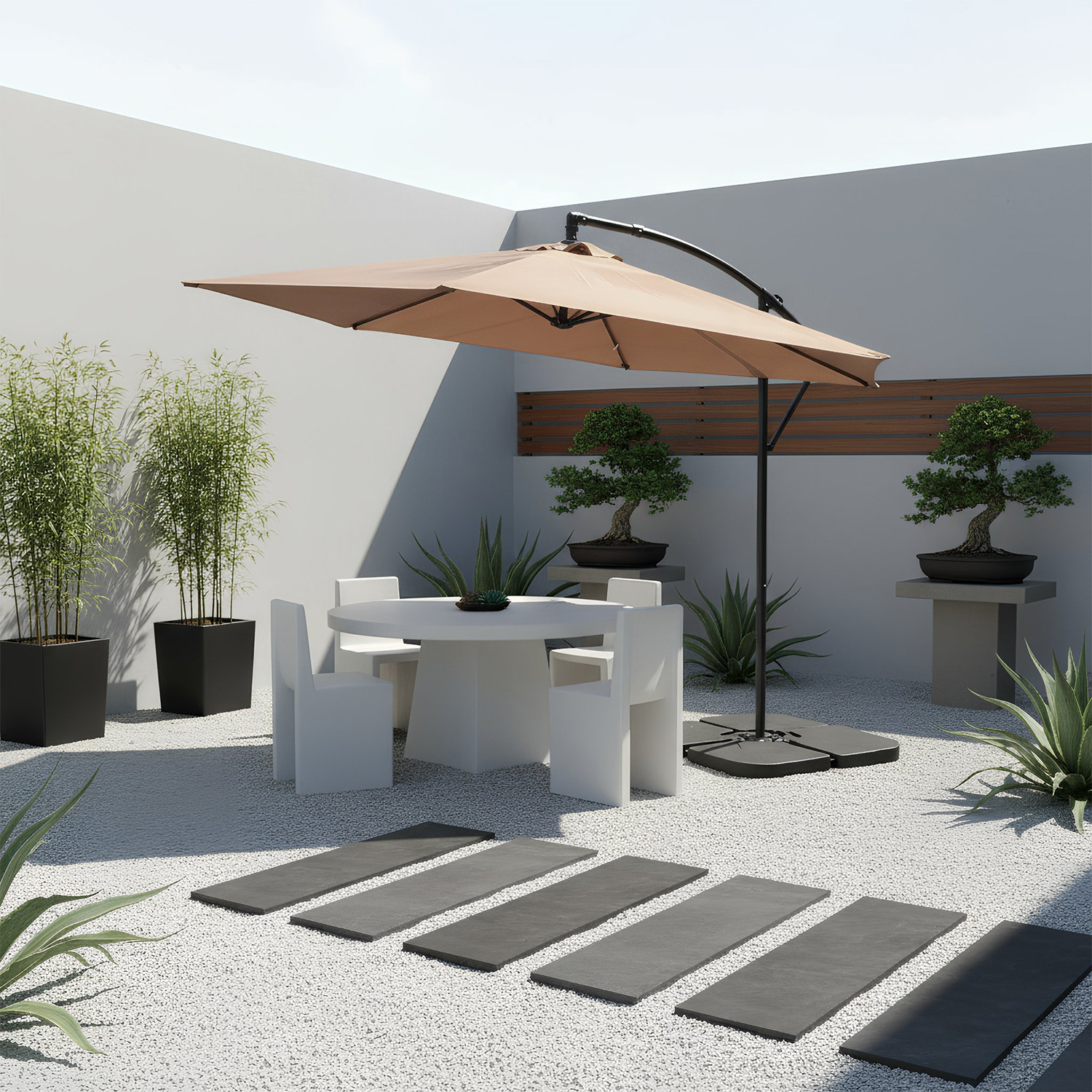 Sombrila de Jardín Altura Ajustable 2.6 Metros para Terraza, Alberca y ...