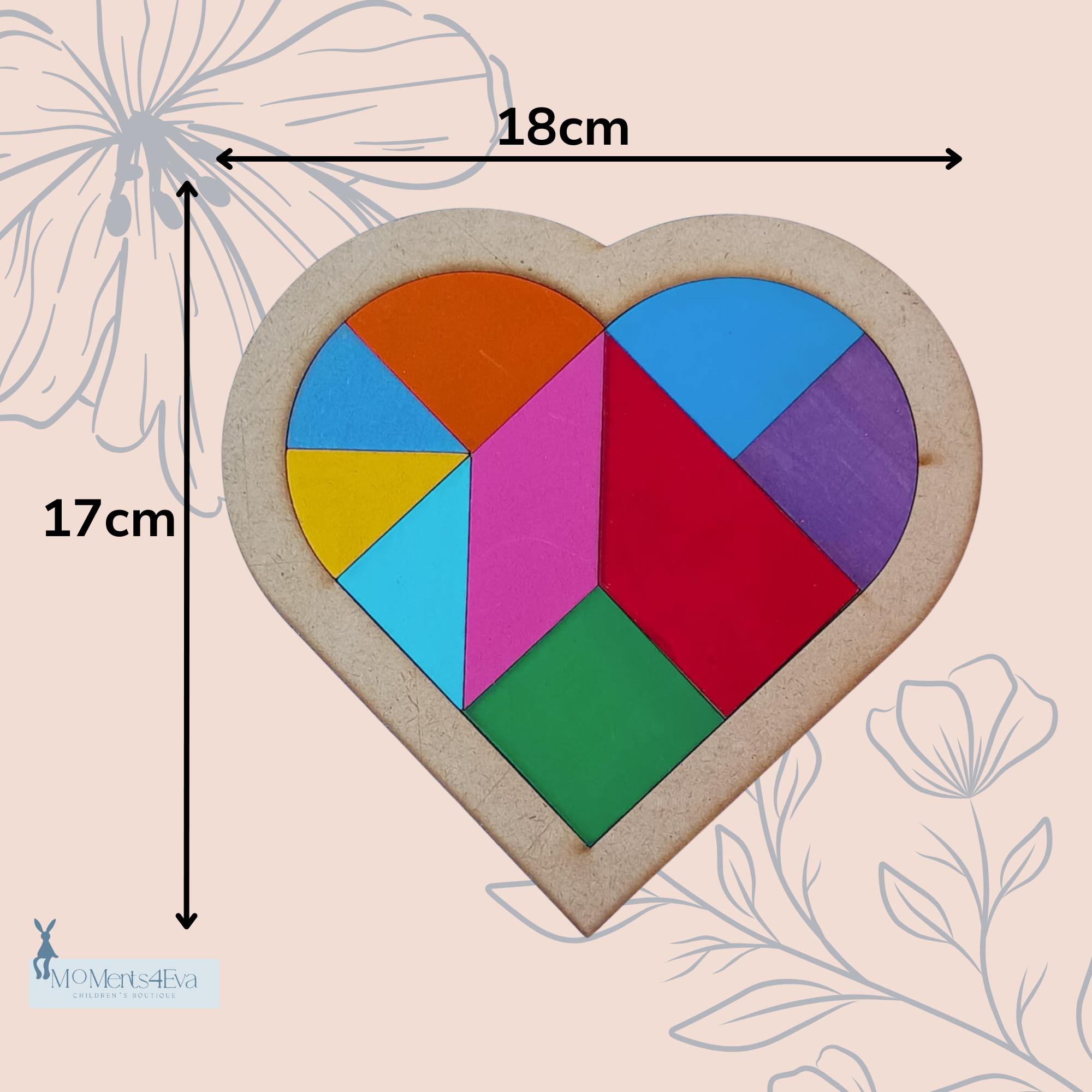 Tangram Madera Juego Didactico Educativo Niños Escolar Corazón