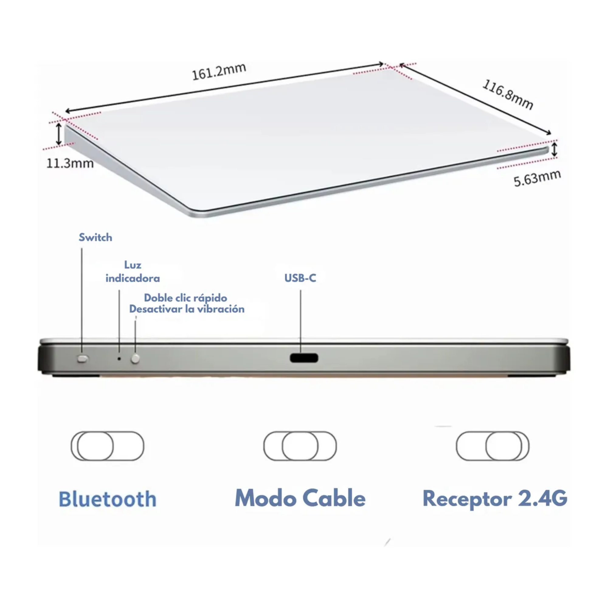 Trackpad Mouse Tactil Touch Pad Compatible Para Mac Windows Bluetooth ...