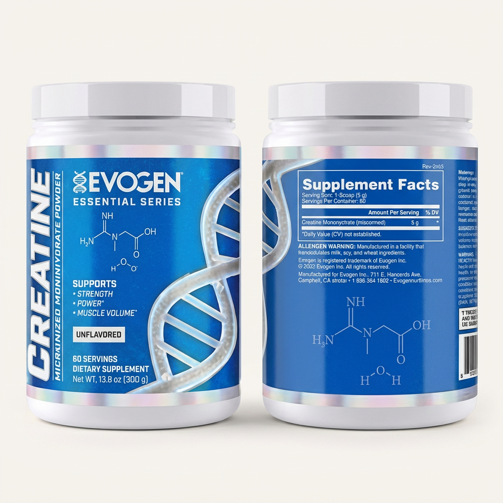 Creatina EVOGEN 300g 60 serv | Fuerza, volumen y recuperación rápida
