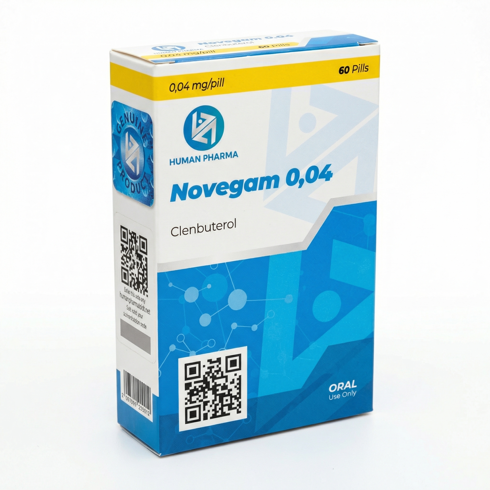 NOVEGAM 0.40 - Clembuterol - Oral - 0.04mg/tab 60 tabletas - Human ...