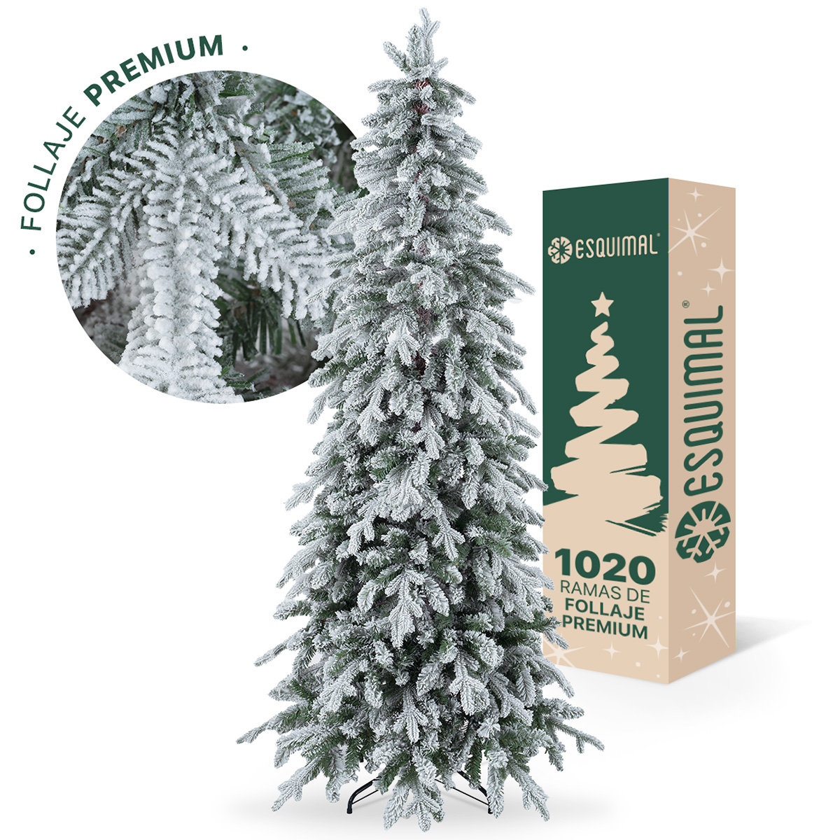 Árbol de Navidad Tipo Lápiz Nevado, Pino Navideño Escandinavo con Nieve ...