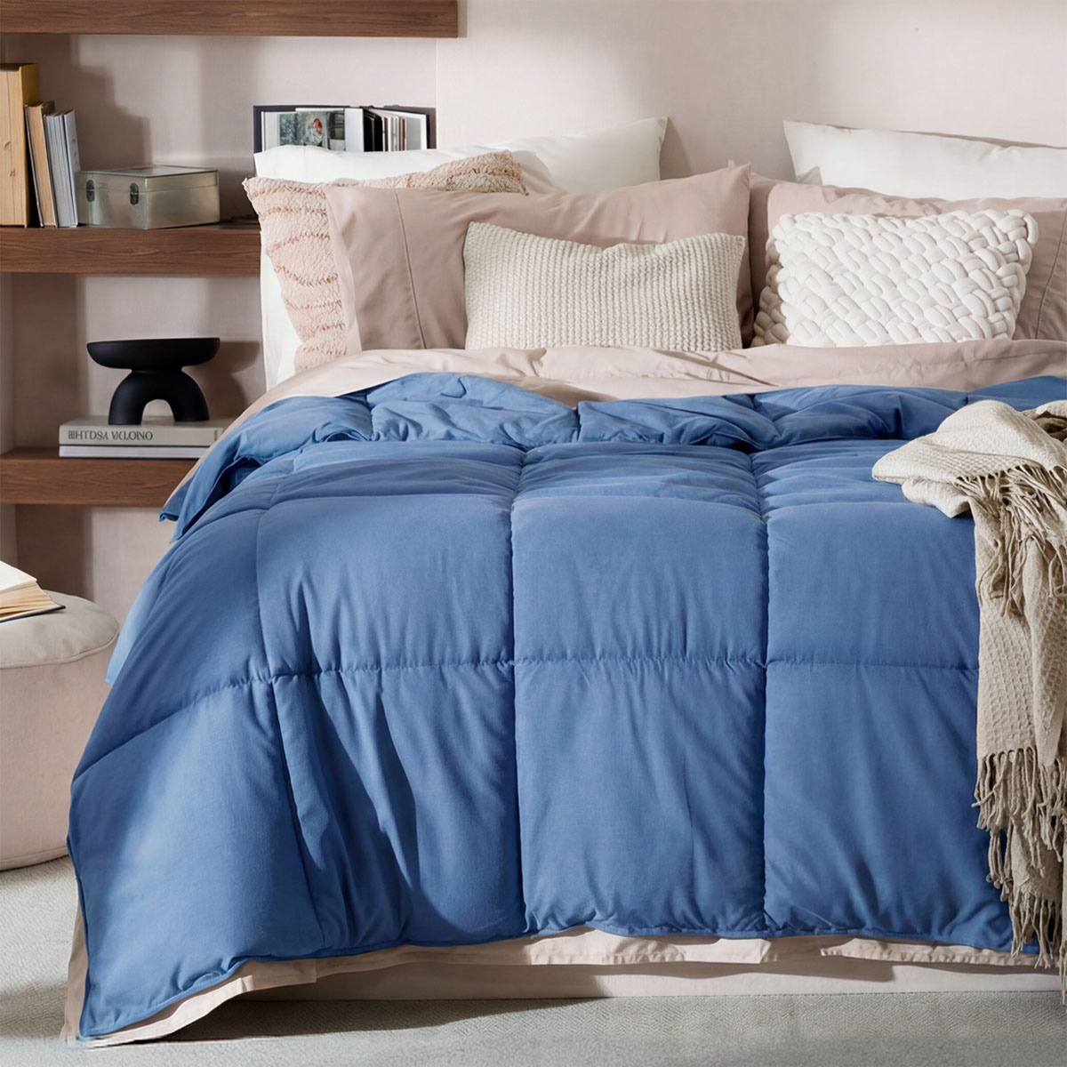 Edredón Acolchado Duvet King Size Hipoalergénico Azul Pizarra ESQUIMAL.