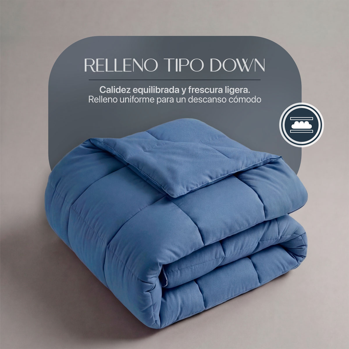Edredón Acolchado Duvet King Size Hipoalergénico Azul Pizarra ESQUIMAL.