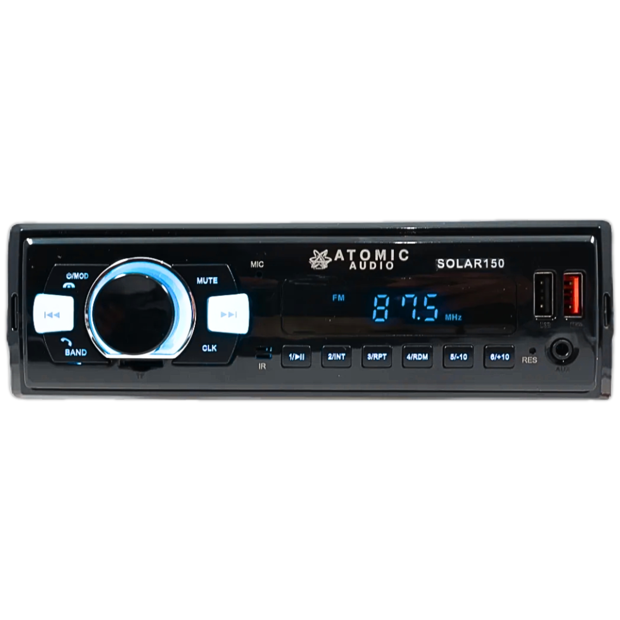 Estéreo Atomic Audio SOLAR150 1 DIN MP3, USB, SD, Bluetooth