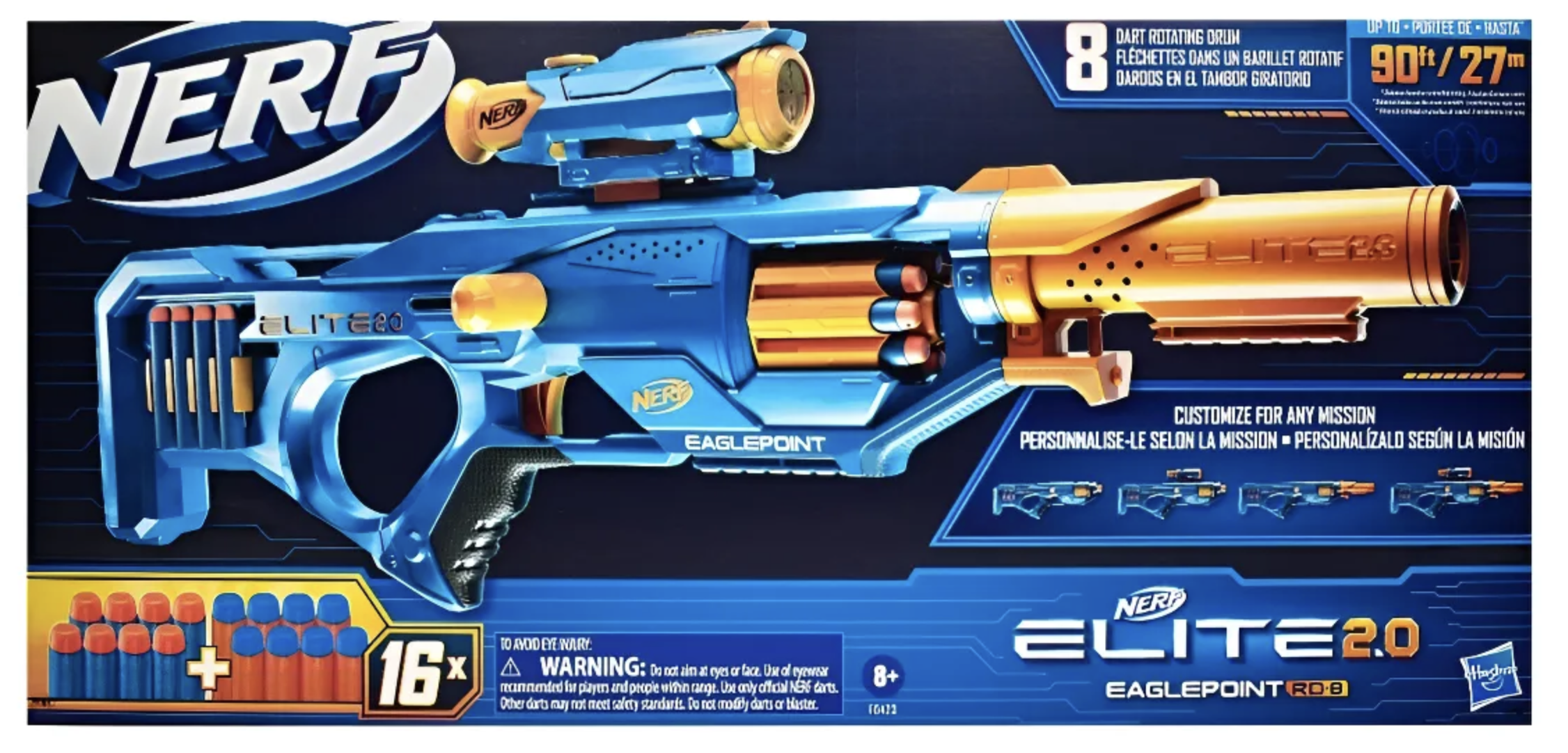 Nerf Elite 2.0 Eaglepoint Rd-8 16 Dardos Hasbro