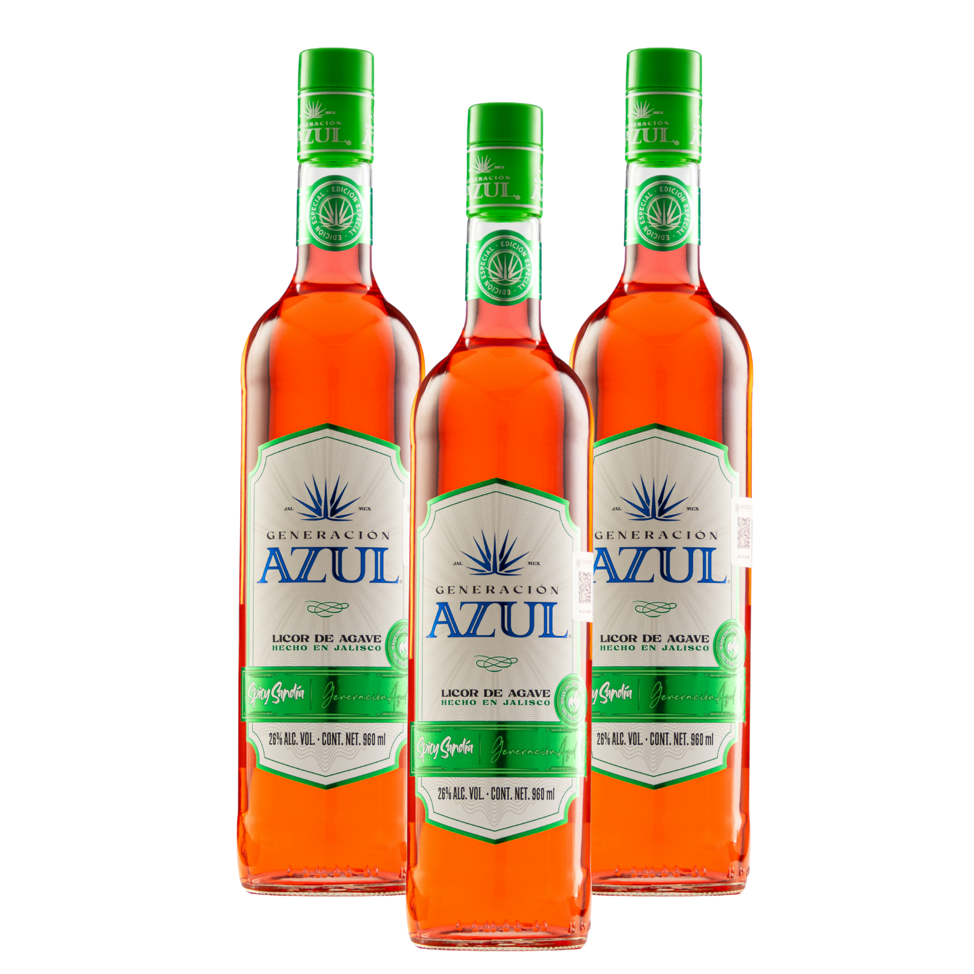 Tripack Licor de Agave Generación Azul Spicy Sandía 960 Ml