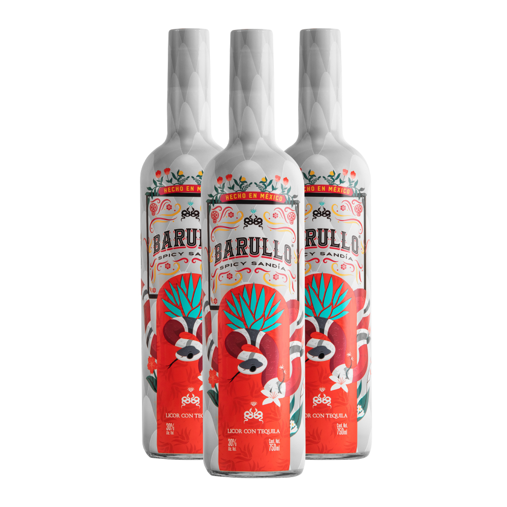 Tripack Licor con Tequila Barullo Spicy Sandía 750 Ml