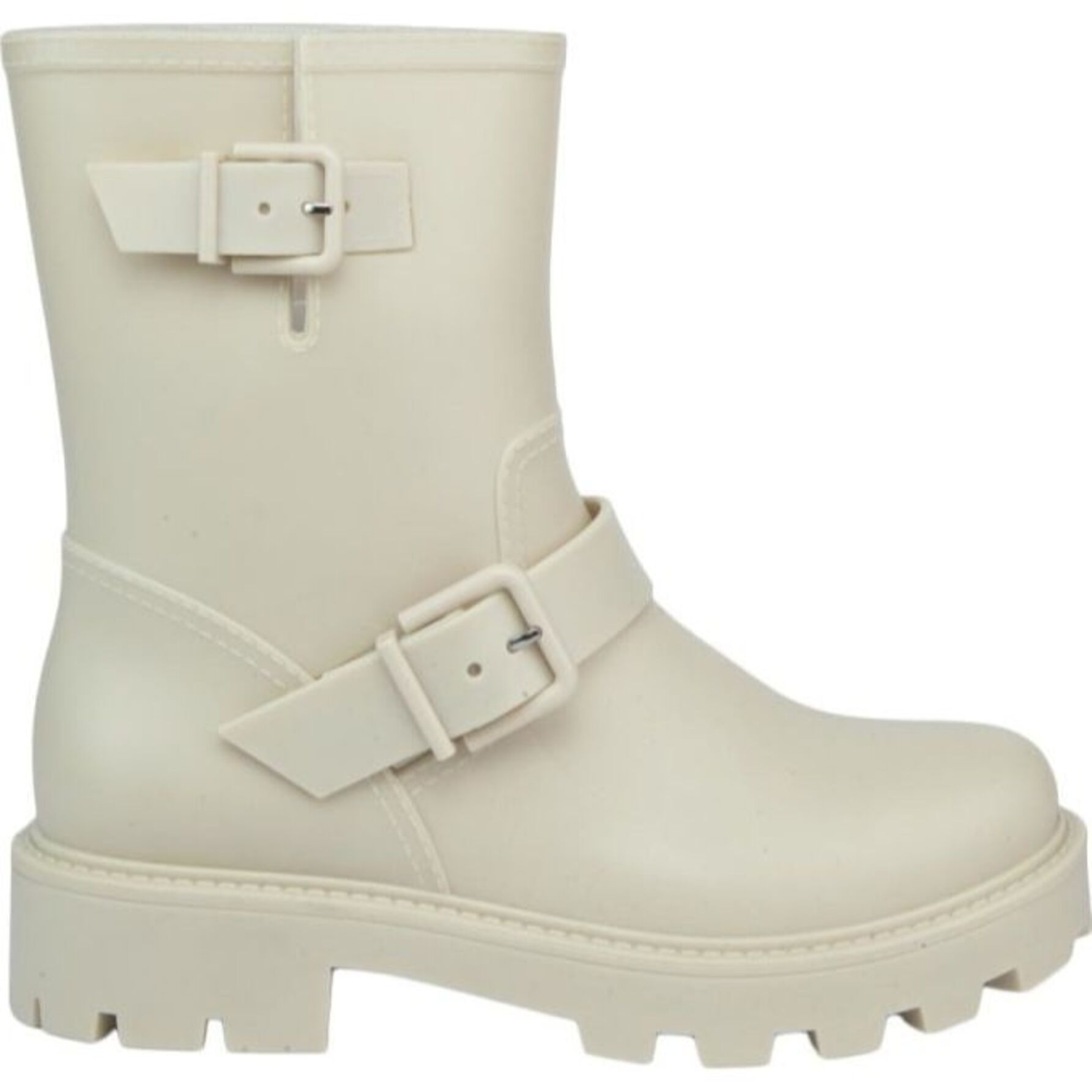 Botas de mujer, cortas, de lluvia, con acabado plástico, color beige ...