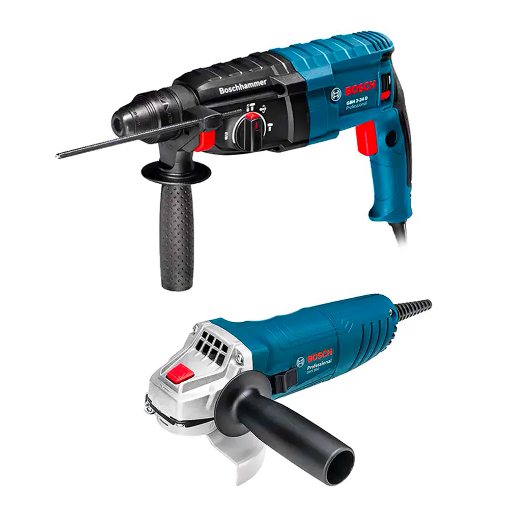 Combo de Martillo Perforador Bosch GBH 2-24 D SDS PLUS y Esmeriladora ...