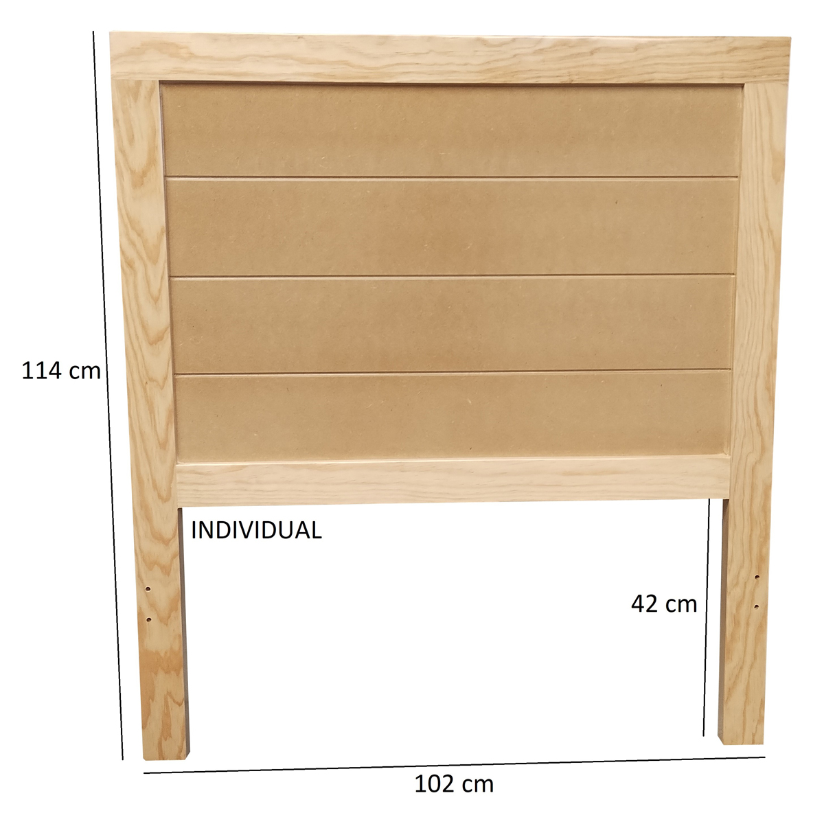 Cabecera Para Cama Individual Modelo Duela Pata Delgada Color Natural Laca Transparente