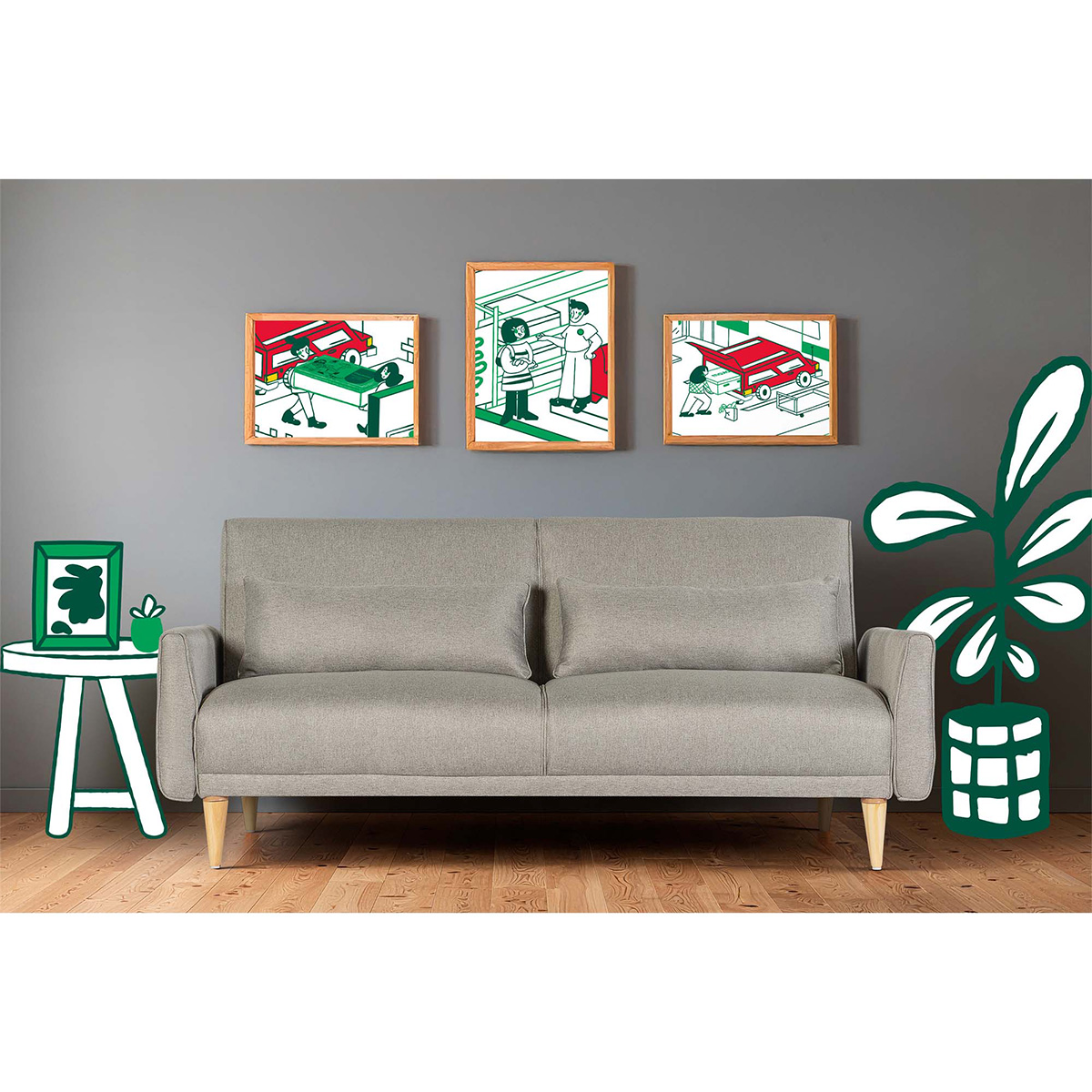 Sofá Cama Makora Anicka con Memory Foam, Color Gris Claro Lino ...