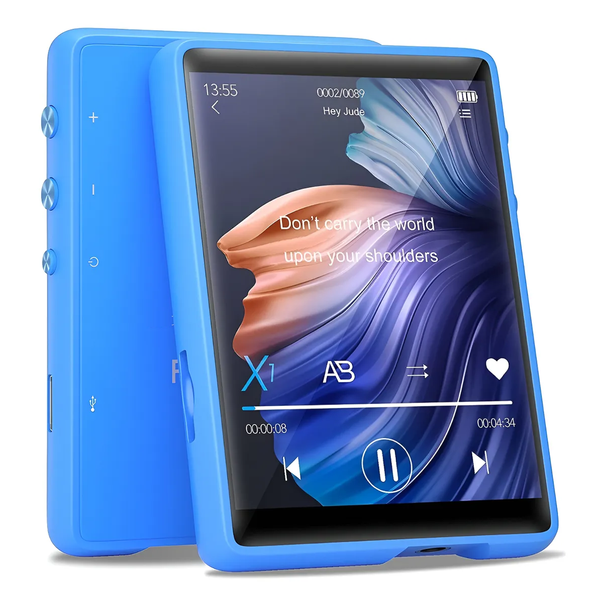 Reproductor De Música Digital Mp3 Mp4 32g Con Pantalla Tácti Malubero Azul