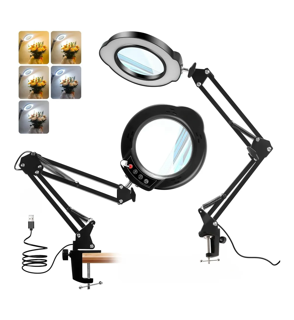 Lupa Con Luz Led De Escritorio Con Lupa De 10x Ajustable Malubero