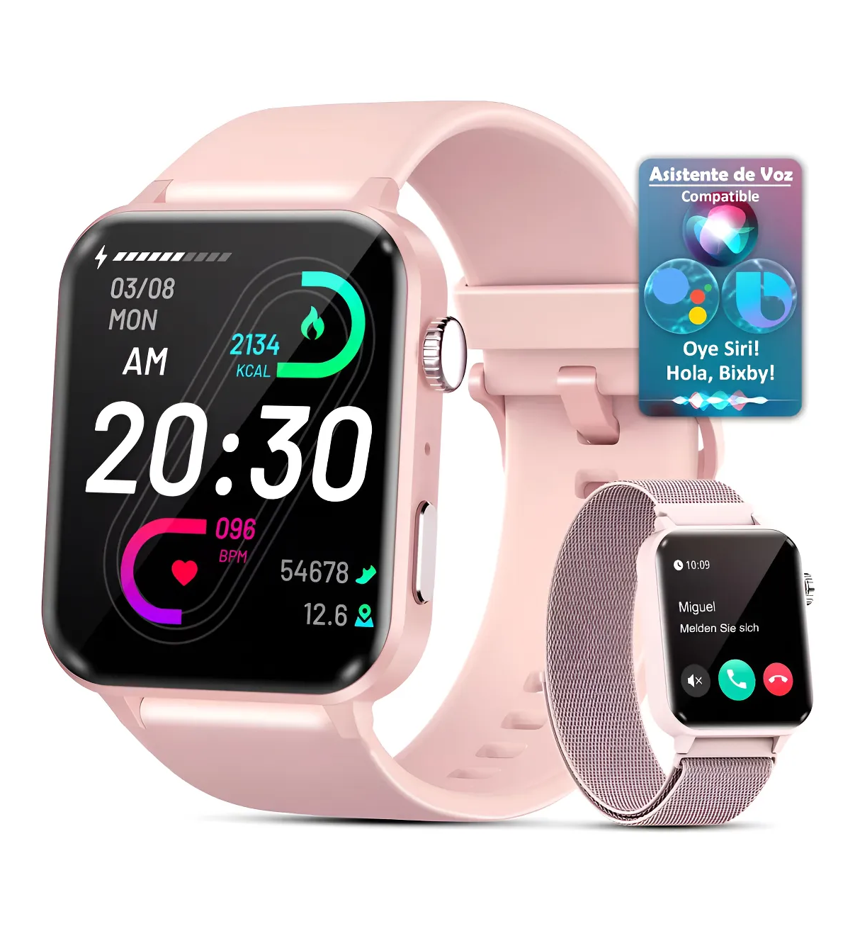 Smartwatch R30 Pro Rosa LCD 1.85'' IP68 Mlaubero Notificaciones ...