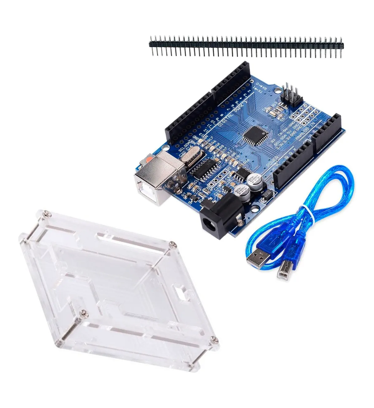 Uno R3 Compatible Ide Arduino Uno + Caja Acrílico Protector Malubero
