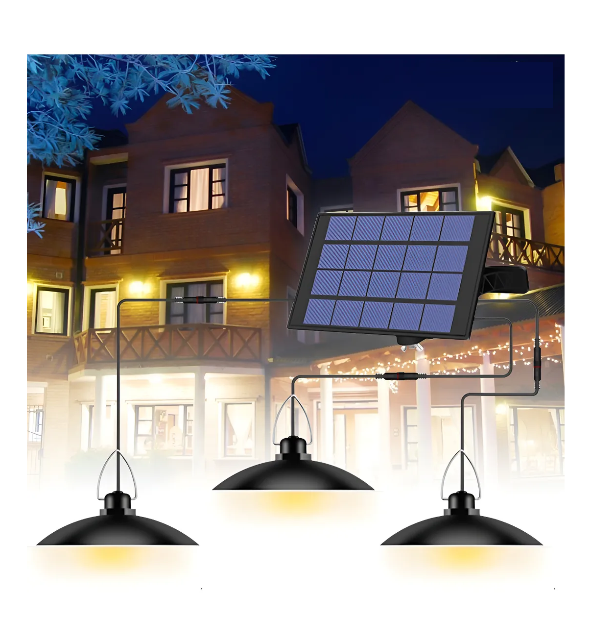 Lámpara Solar Recargable Con 3 Cabezales Ajustables 60 Led Malubero