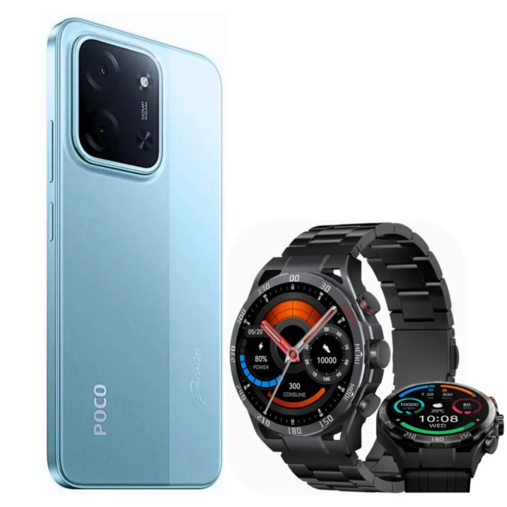 Xiaomi POCO C85 8GB 256 GB Esmeralda con Smartwatch Filwans GTR Plata