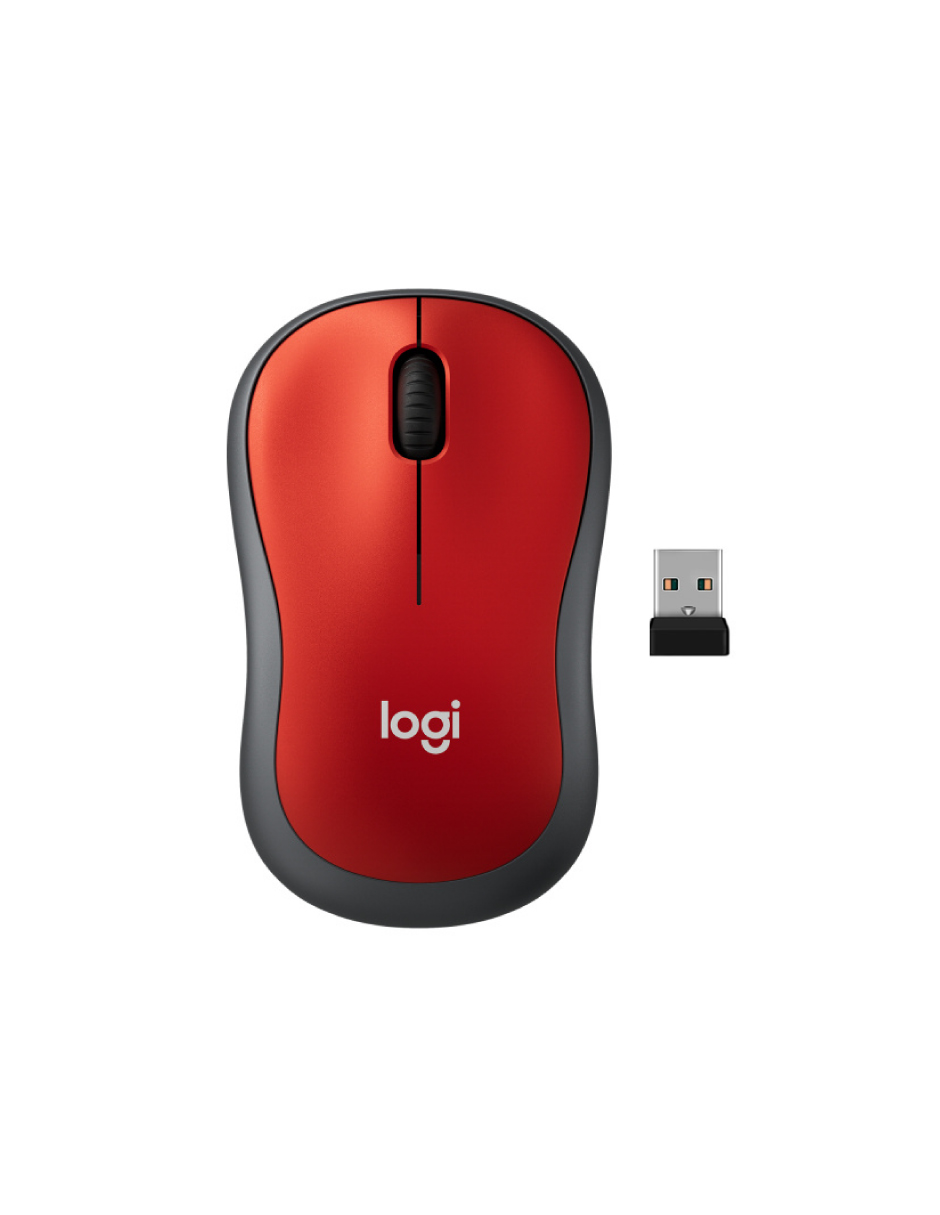 MOUSE LOGITECH OPTICO M185 INALAMBRICO ROJO/NEGRO