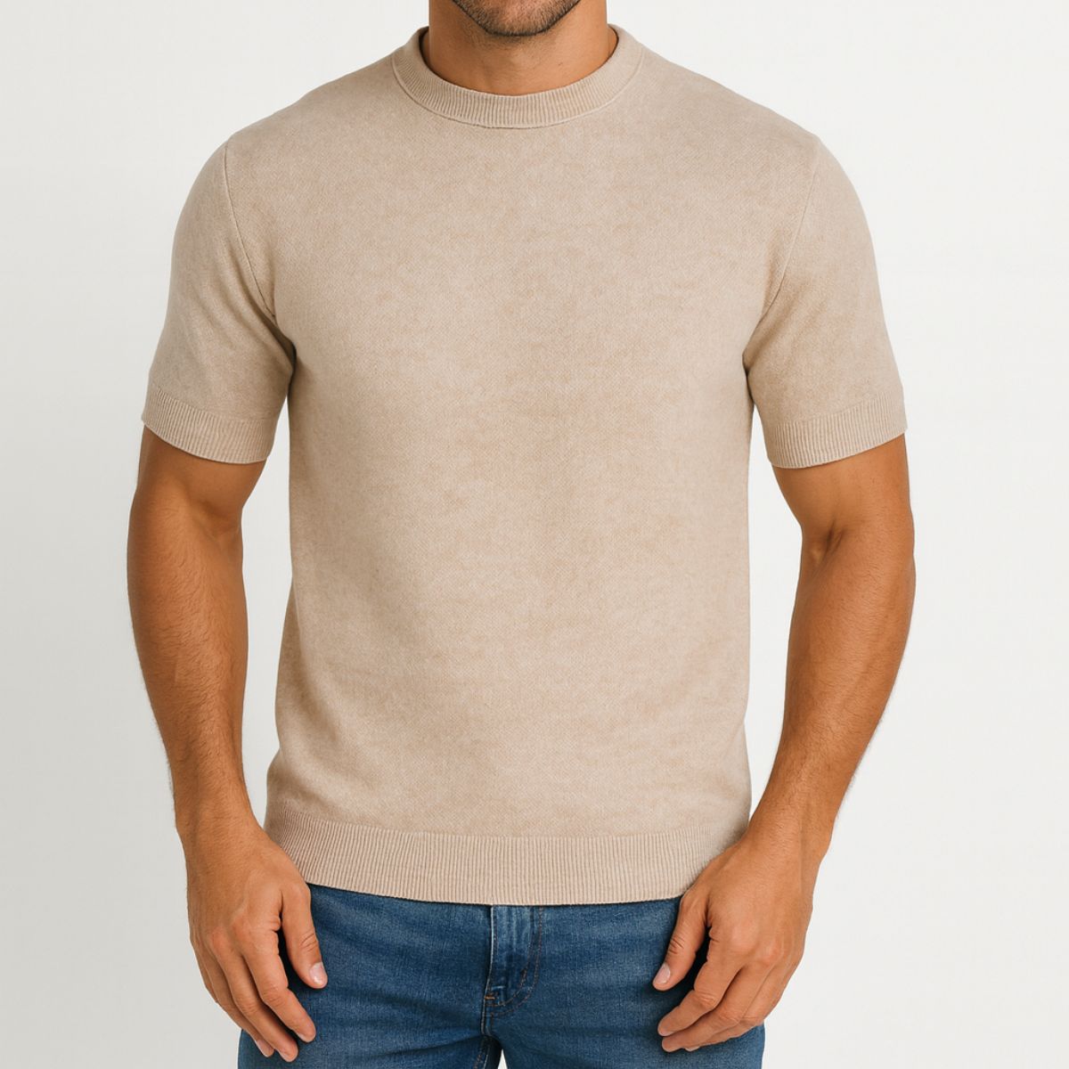 Playera Tejida De Manga Corta Color Beige Para Hombre CHB Chili Beans ...