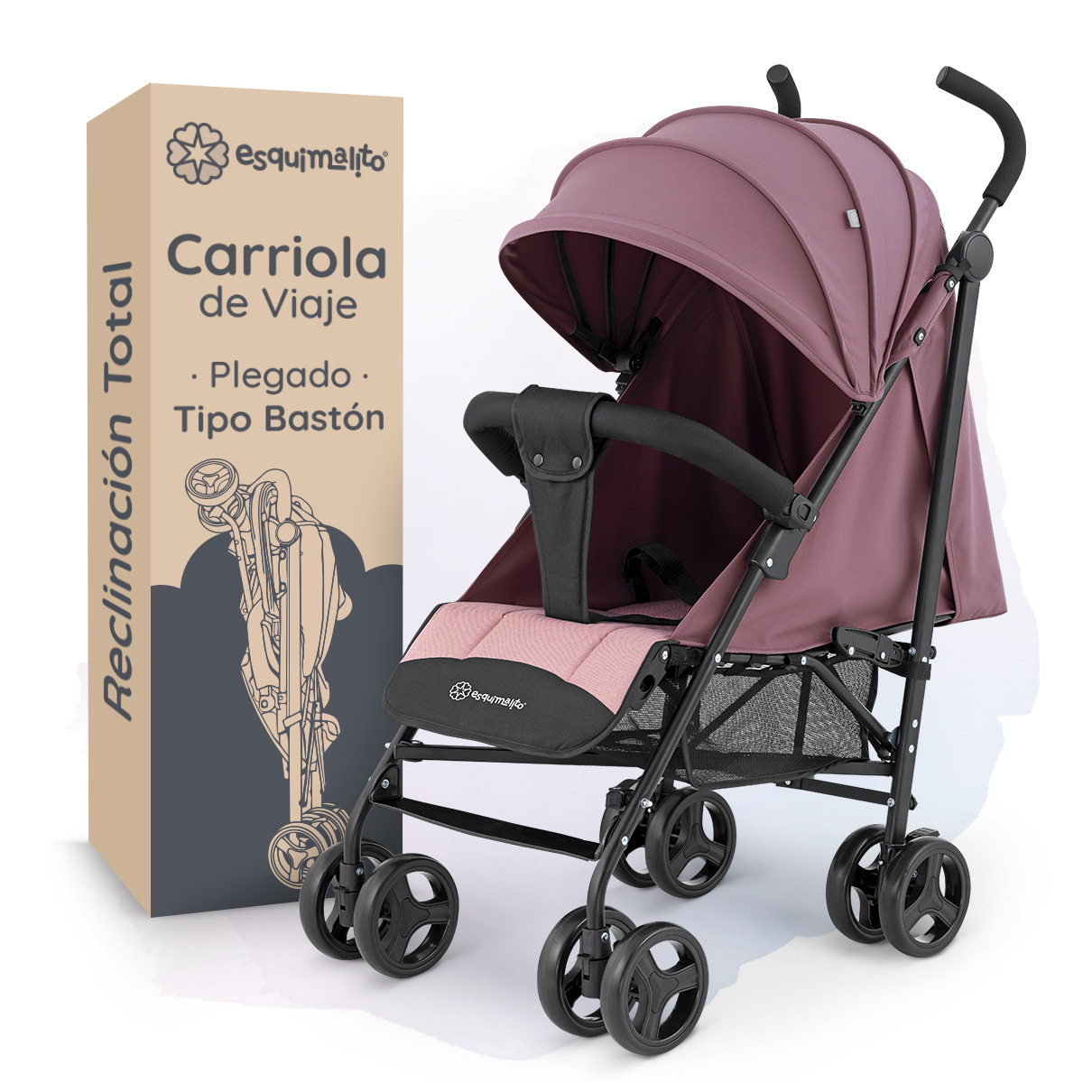 Carriola de Viaje para Bebé Plegable y Ligera con Toldo y Respaldo ...
